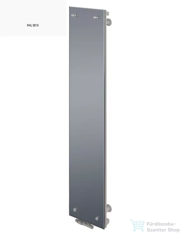 Radeco CLEO 2 1650x620 design radiátor tükörrel, RAL 9016 (fényes